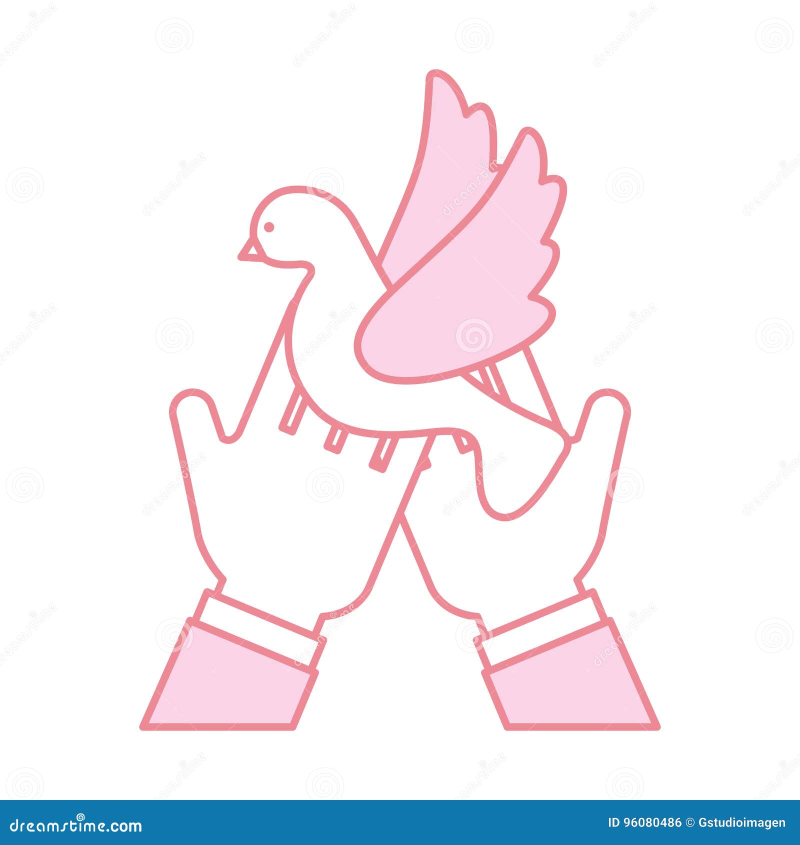 Hands Human with Cute Dove Flying Icon Stock Vector - Illustration of ...