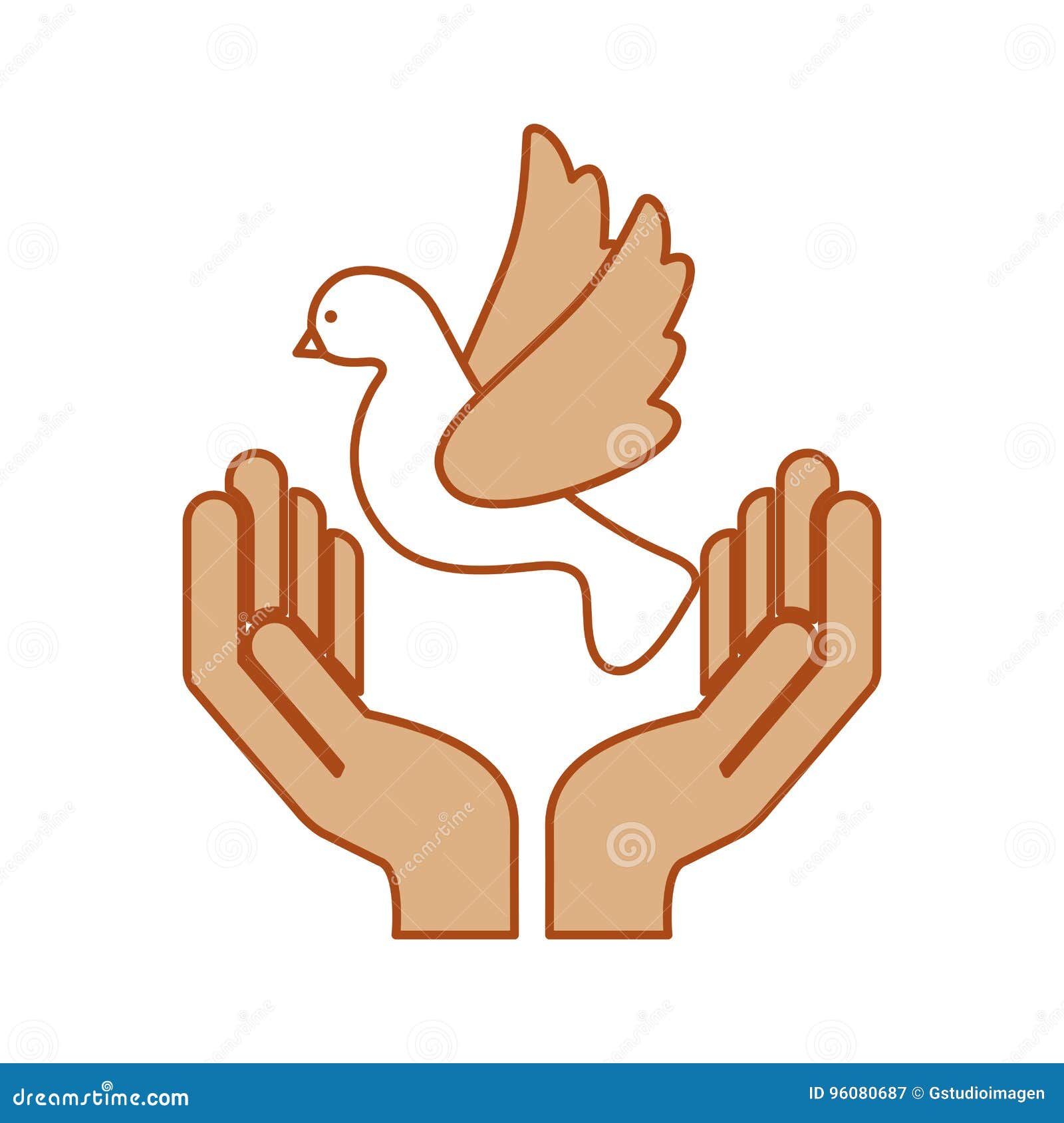 Hands Human with Cute Dove Flying Icon Stock Vector - Illustration of ...