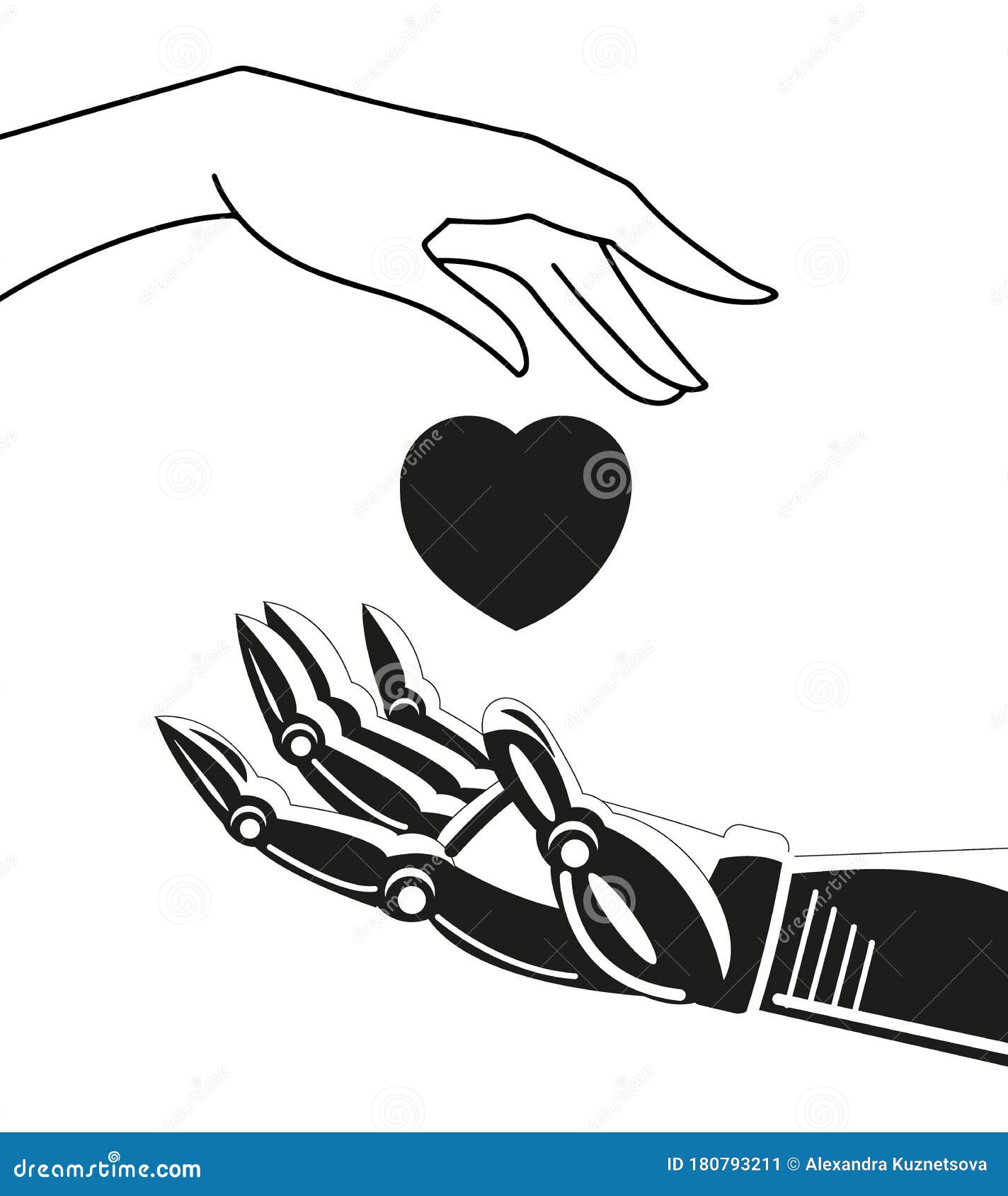 Hands of Human and Robot Holding Shape of Heart. Stock Vector ...
