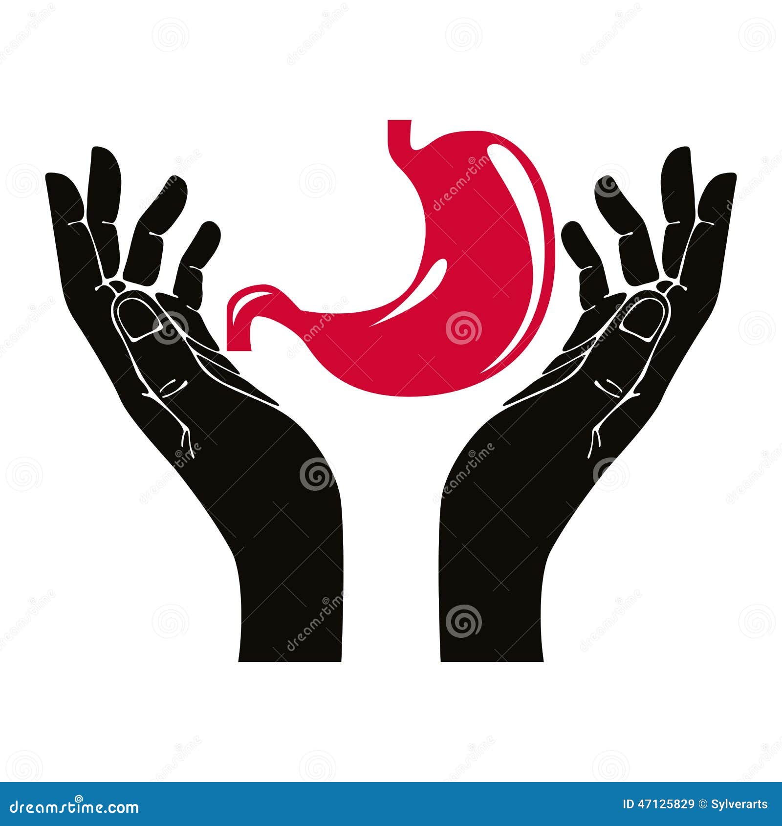 Hands with Human Stomach Vector Symbol. Stock Vector - Illustration of ...