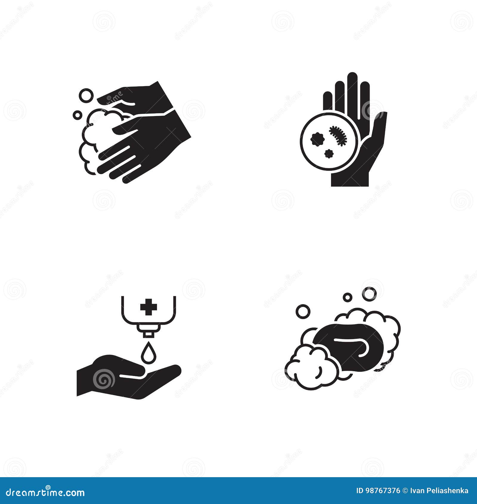 Hands hygiene icons set stock illustration. Illustration of hand - 98767376