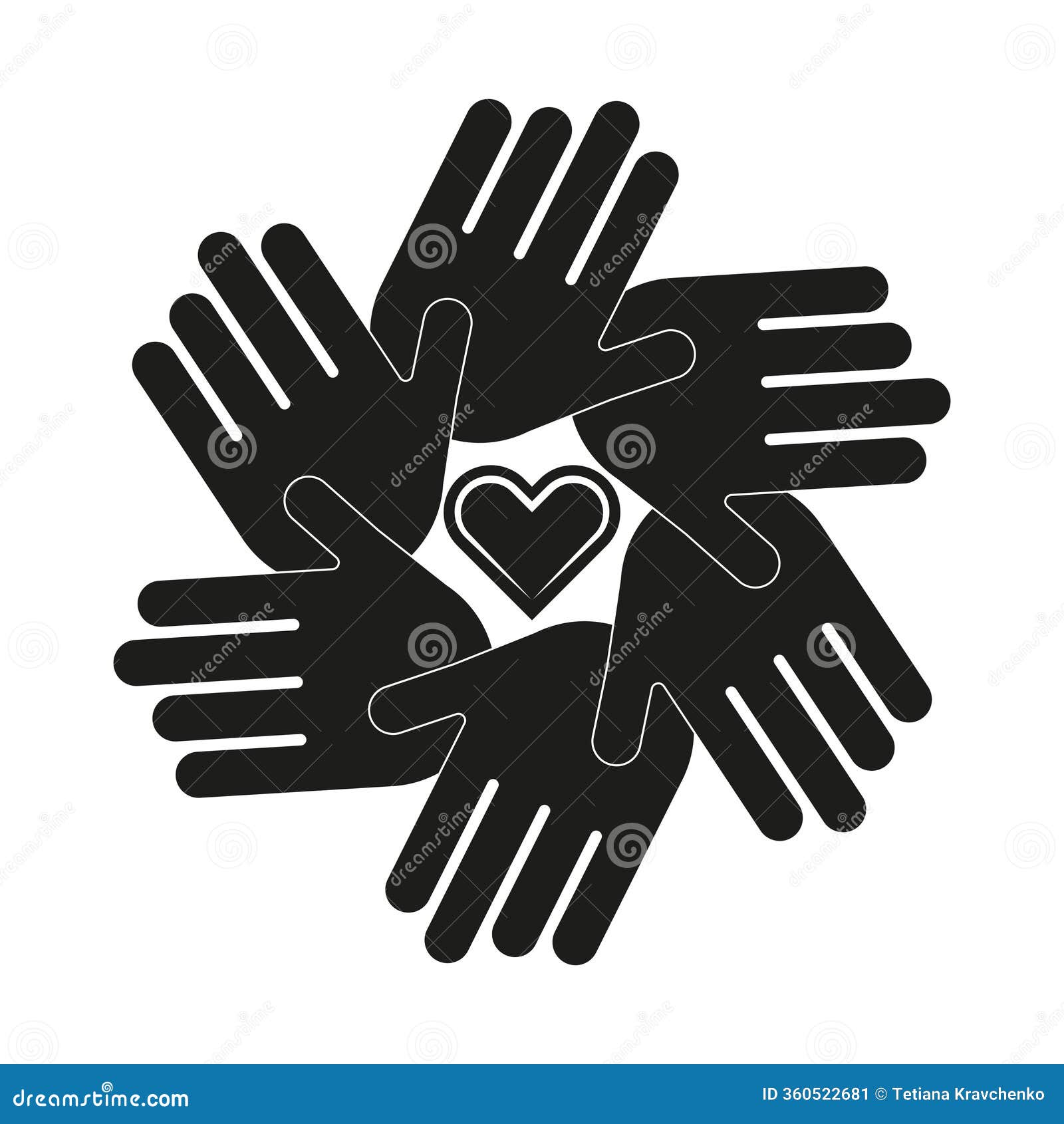 Hands Icon. Heart Connection Symbol. Unity Support Sign. Vector ...