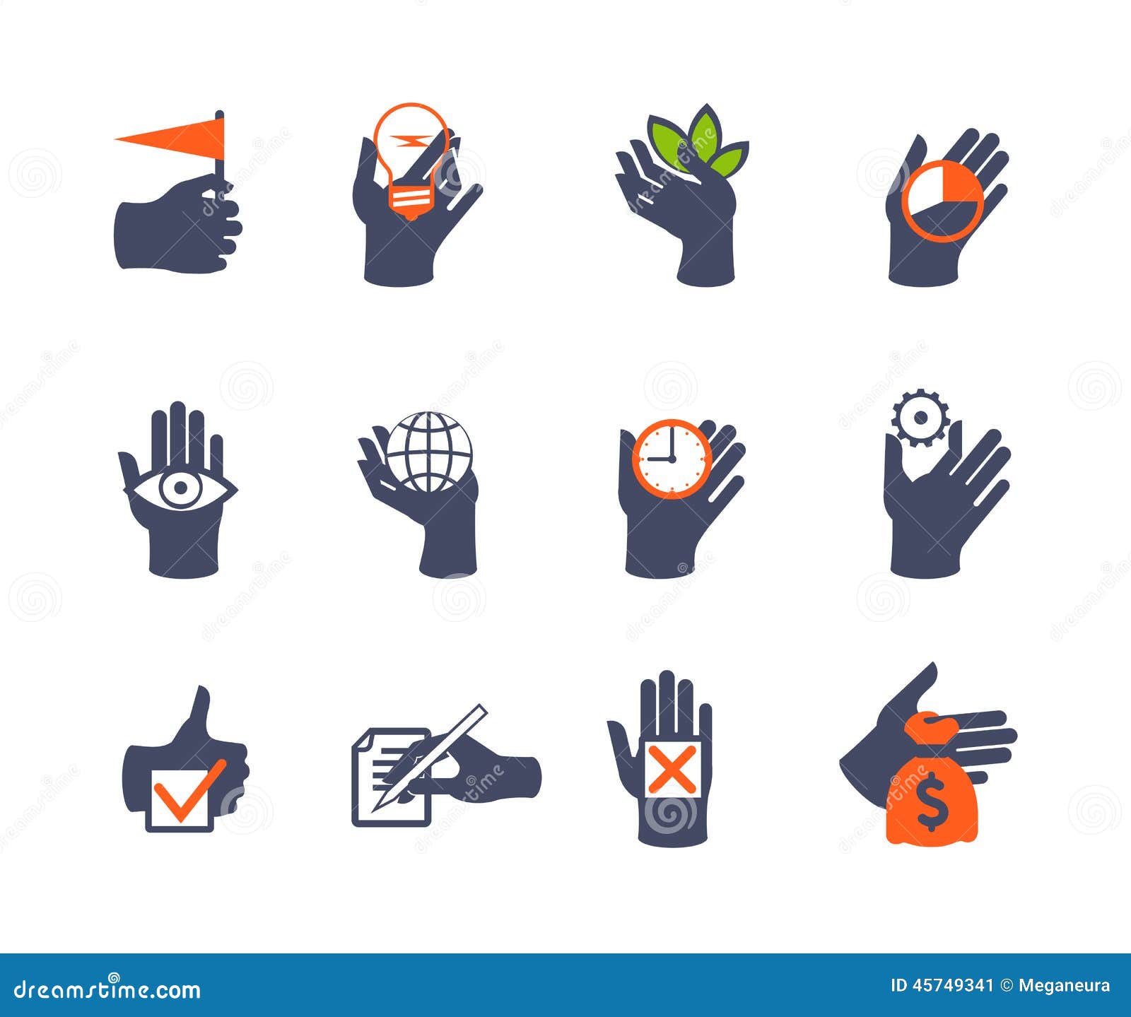 Hands Icon Set for Website or Application Stock Vector - Illustration ...