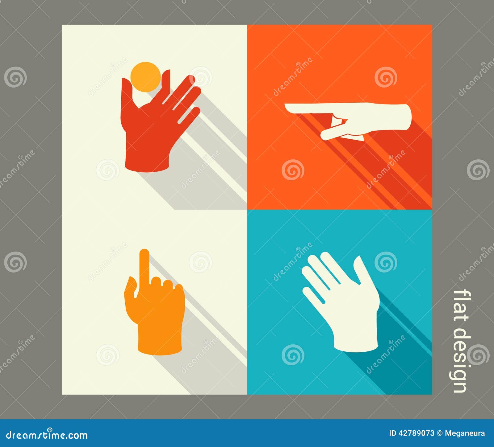 Hands Icon Set for Website or Application. Flat Design Stock Vector ...