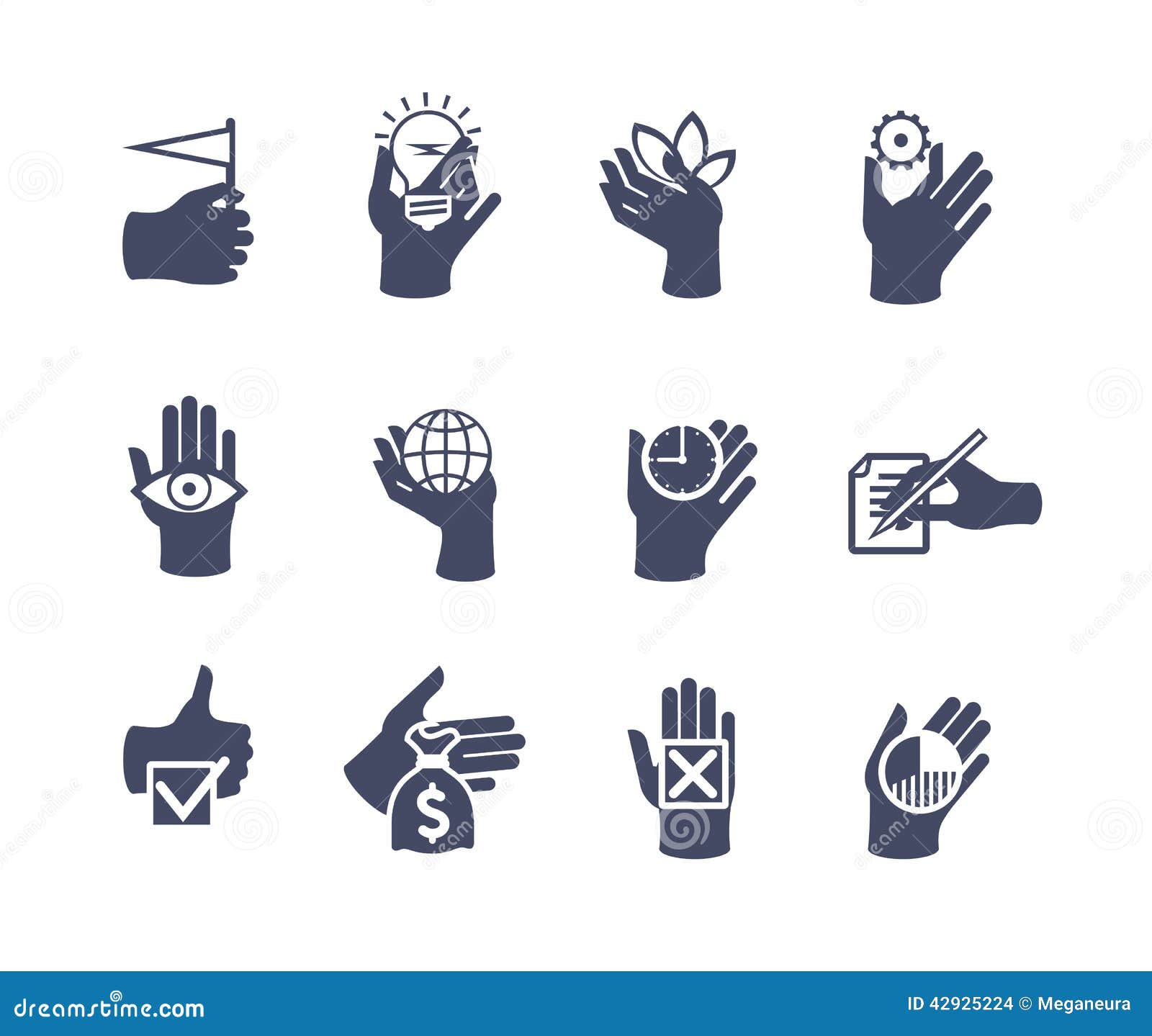 Hands Icon Set for Website or Application. Flat Design Stock Vector ...