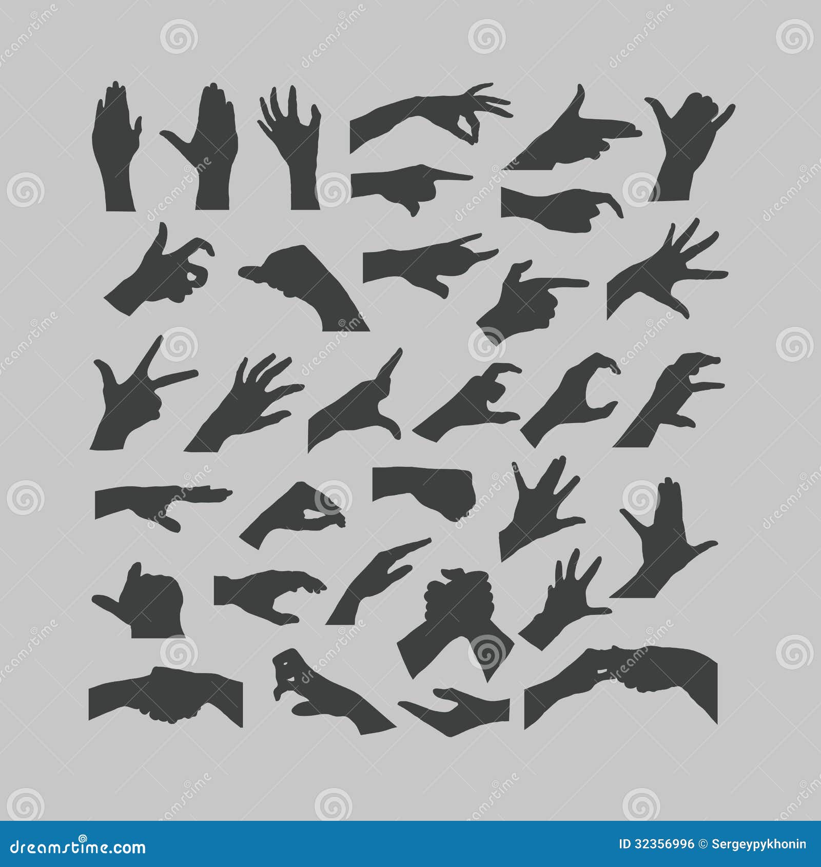 Set Of Hands Icons And Symbols. Emoji Hand Icons. Different Gestures ...