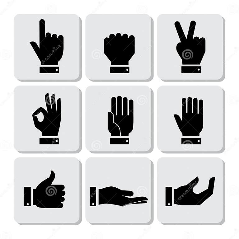 Hands Icons Set stock vector. Illustration of finger - 44418585
