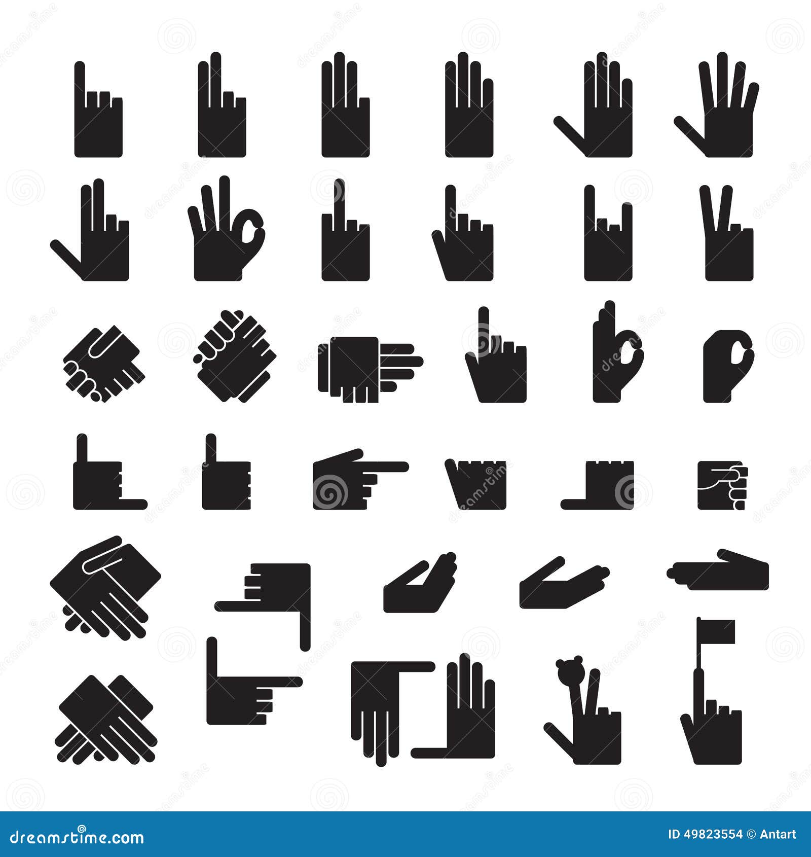 Hands icons stock vector. Illustration of five, icon - 49823554