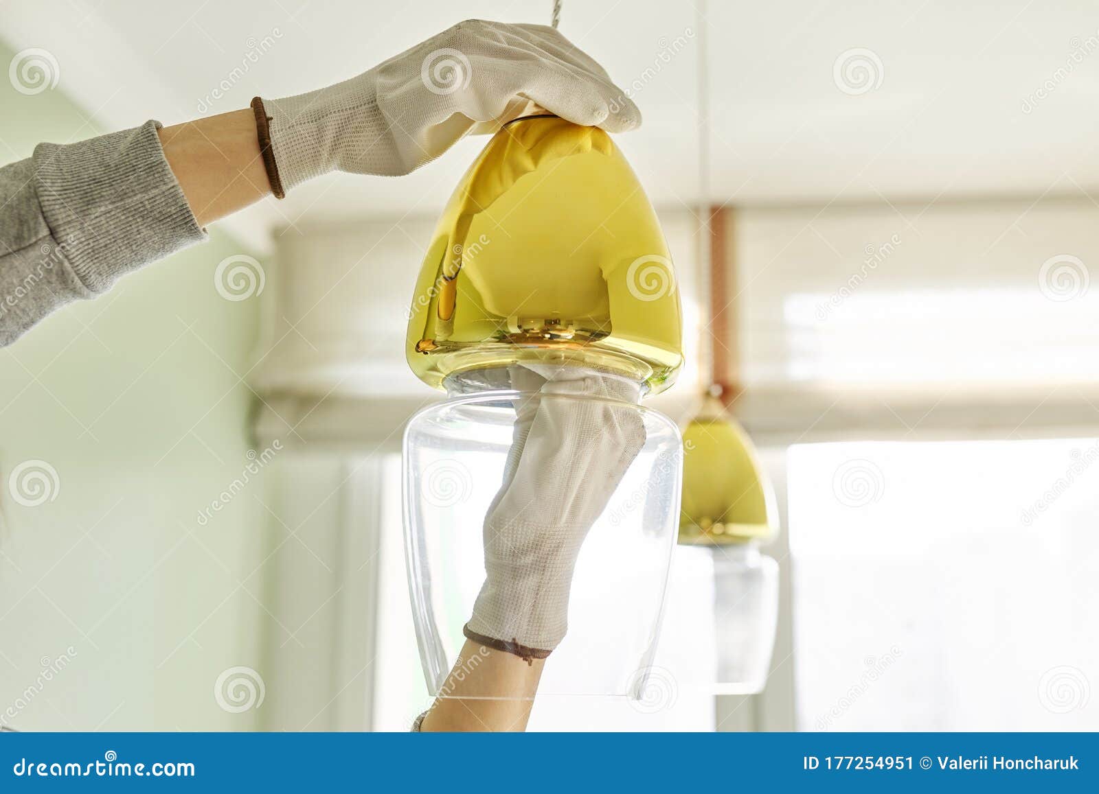 Hands Installing LED Bulb in Lamp, Chandelier Stock Image - Image of ...