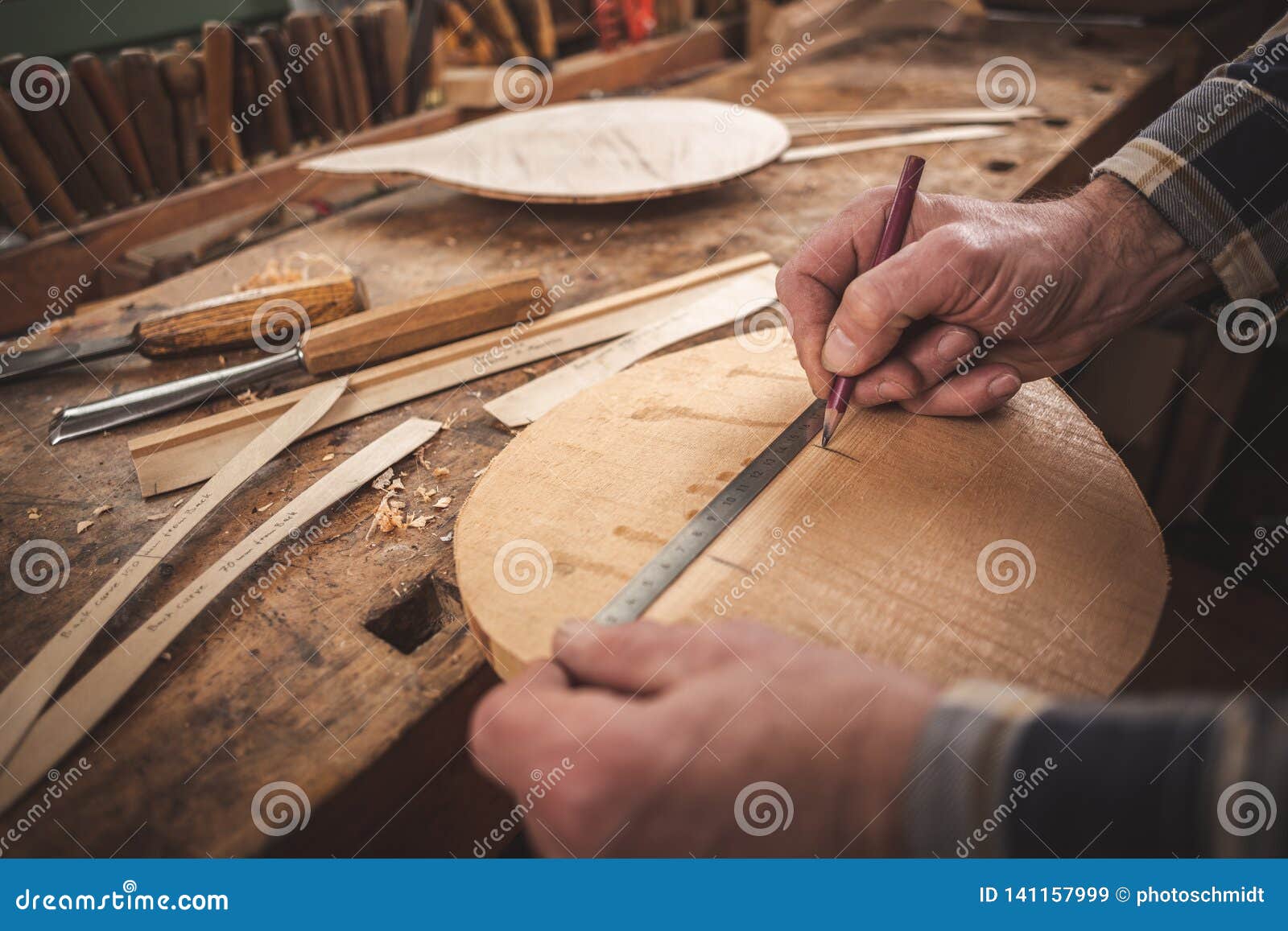 Instrument Maker Working with His Hands Stock Image - Image of ruler ...