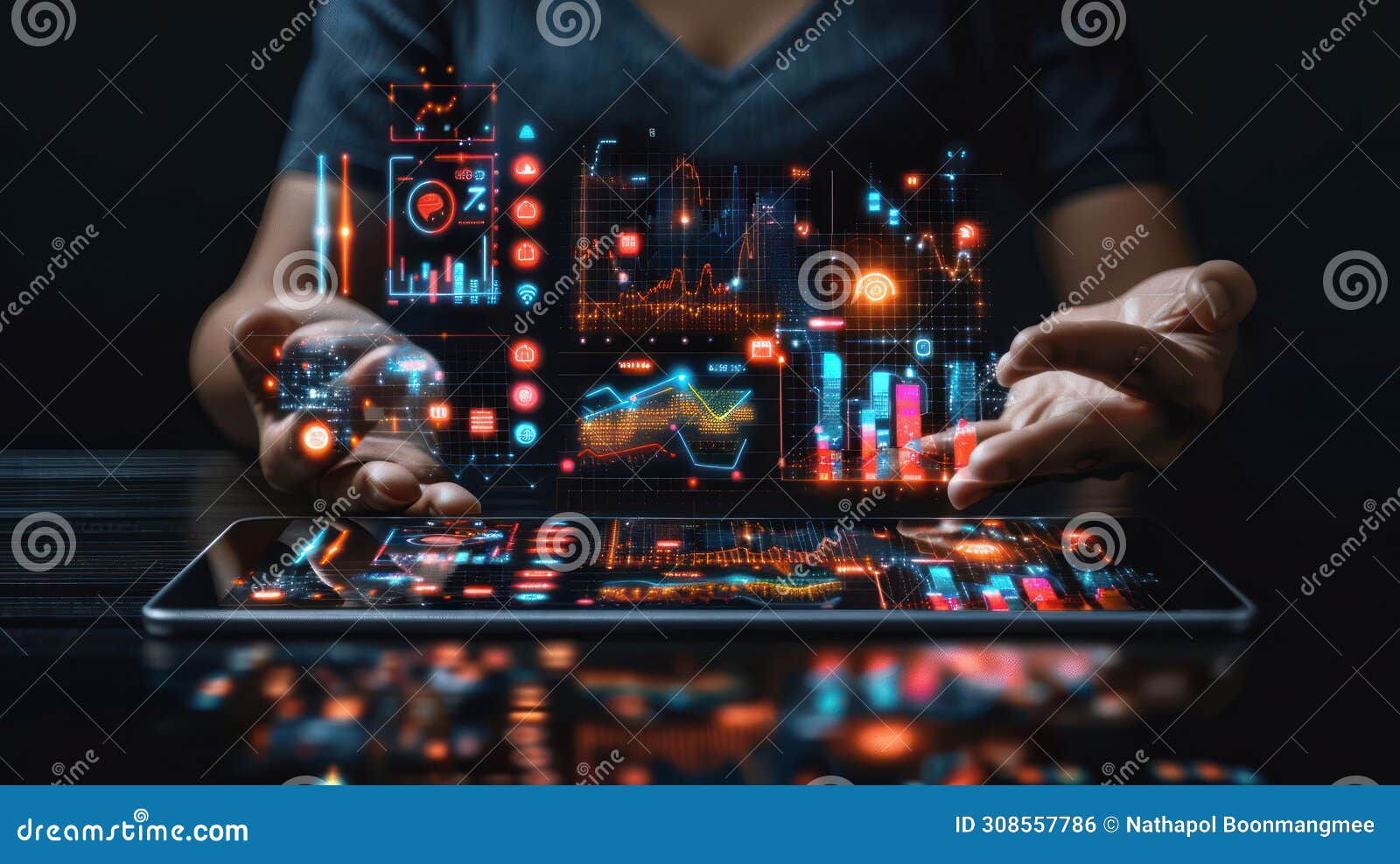 Futuristic Holographic Financial Interface Concept Stock Illustration ...