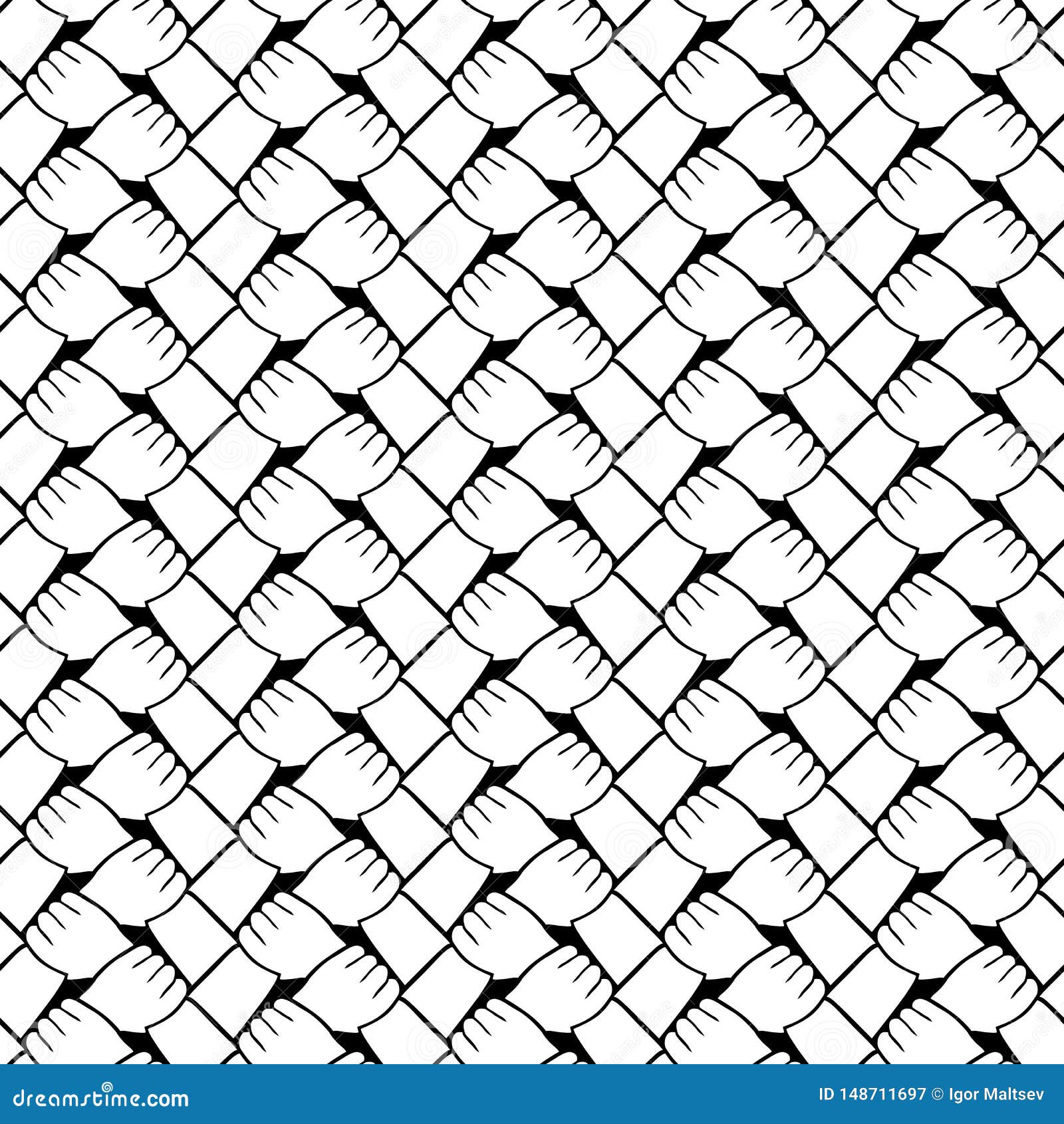 Hands Interlocked As Seamless Pattern Stock Illustration - Illustration ...