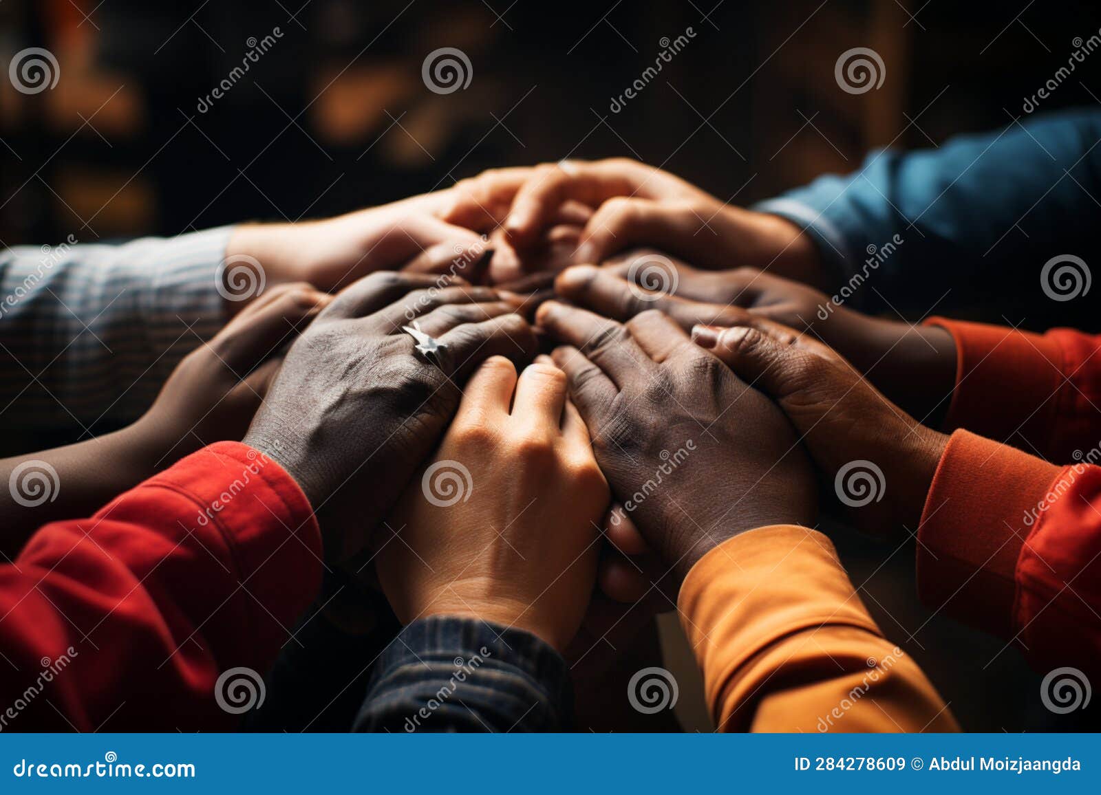 Hands Interlocked, Friends Exemplify Teamwork and a Strong Bond Stock ...