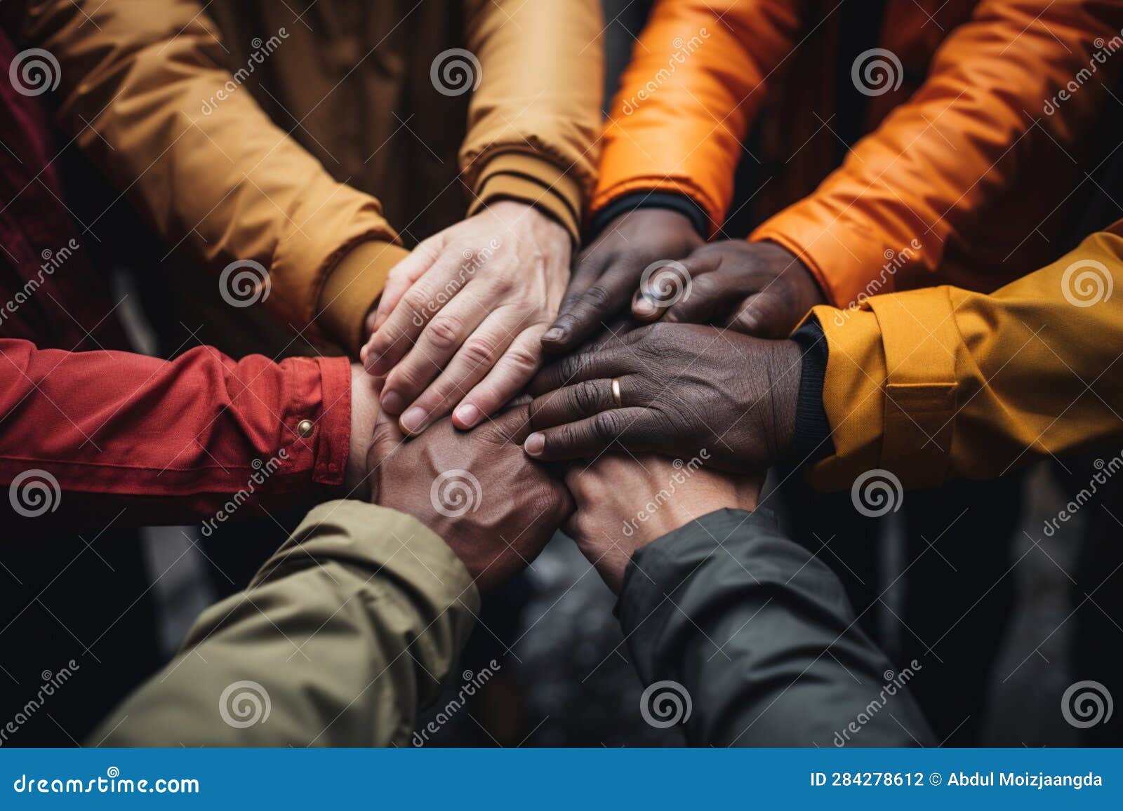 Hands Interlocked, Friends Exemplify Teamwork and a Strong Bond Stock ...