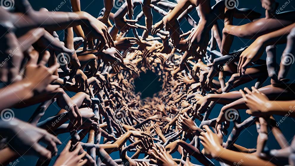 Hands Intertwining, Forming Luminous Corridor through Shadowy Layers ...