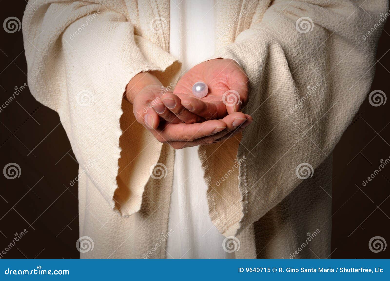 The Hands of Jesus Holding Pearl Stock Image - Image of message, faith ...