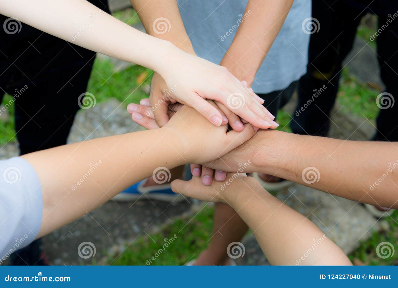 Hands Join Together As Commitment To Work As Strong Team Stock Photo ...