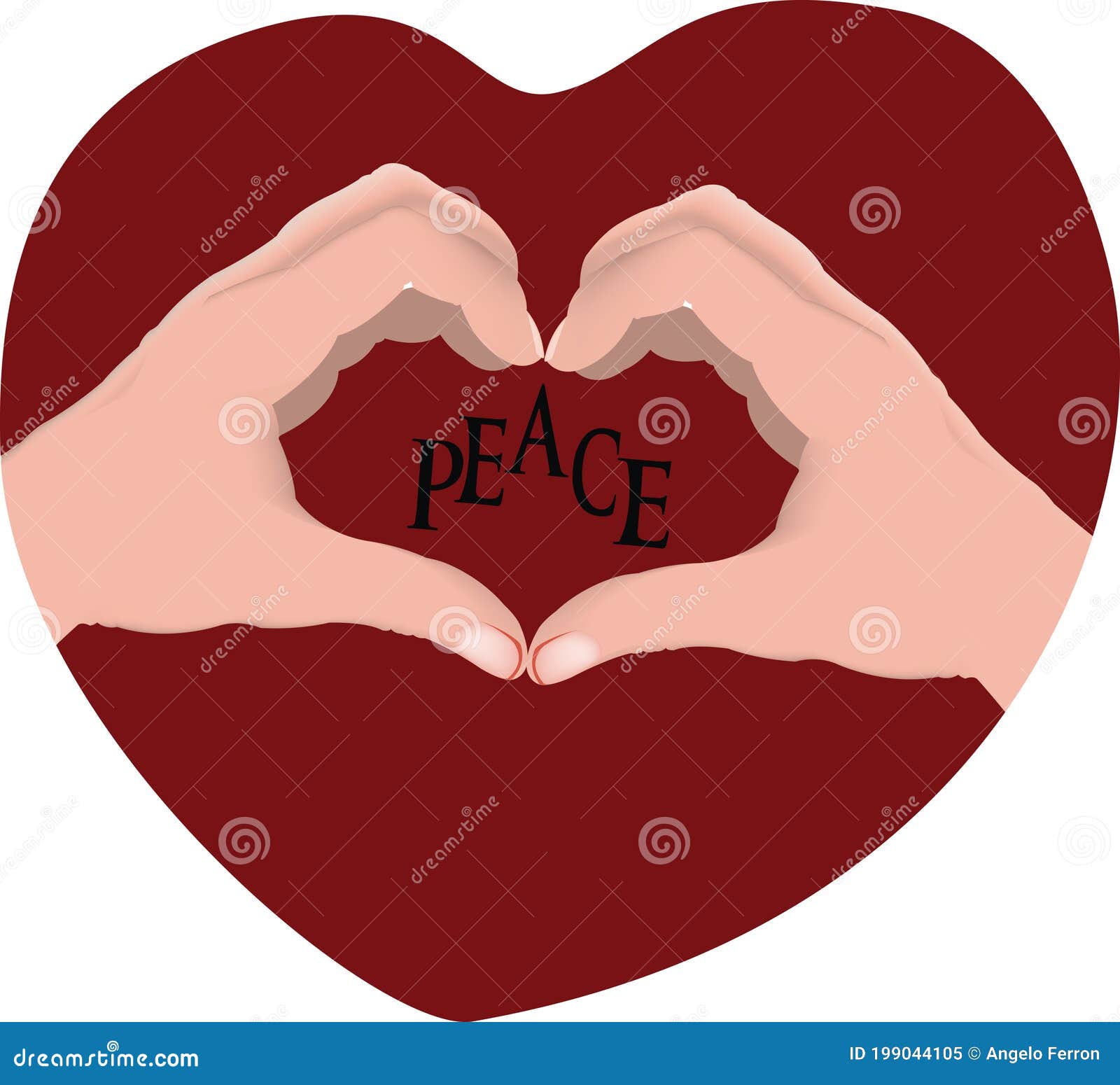Hands Joined in the Shape of a Heart Inscribed Peace Stock Vector ...