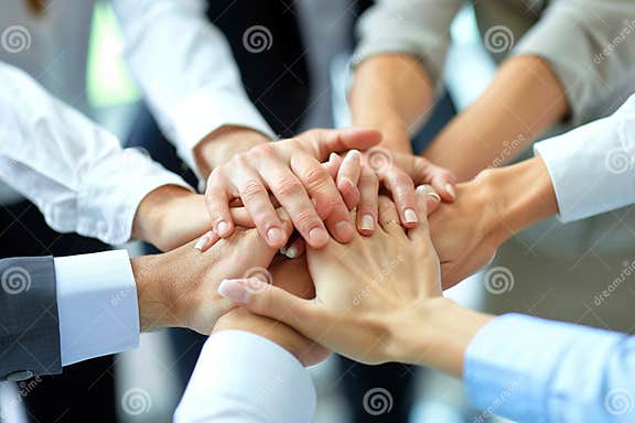 Hands Joined in Teamwork Symbol of Unity and Collaboration Stock ...