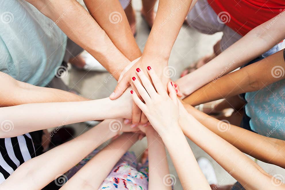 Hands joined in unity stock photo. Image of gathering - 40993936