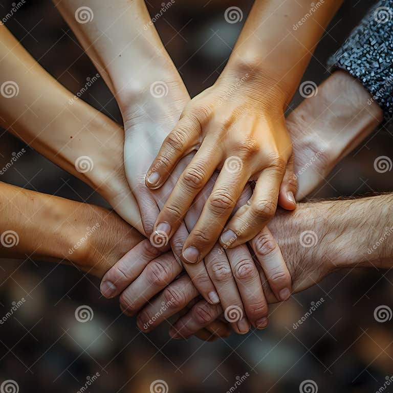 Hands Joined in Unity Symbolizing Teamwork Stock Illustration ...