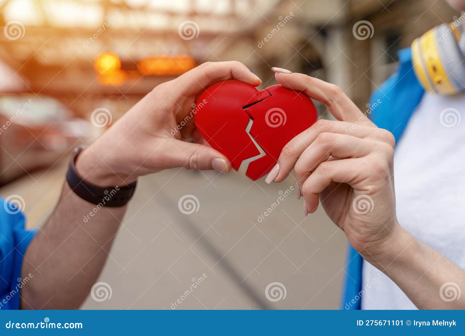 Hands Joining and Holding Red Broken Heart. Getting Together after a ...