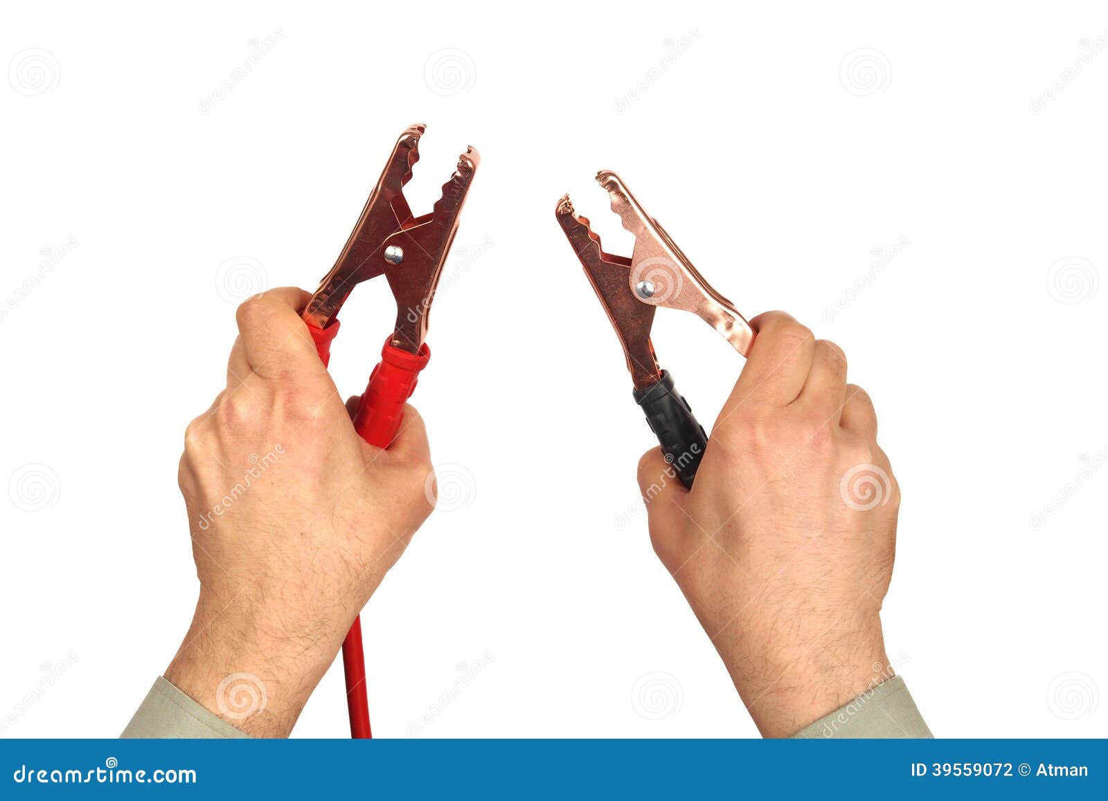 Hands With Jumper Cables On White Royalty-Free Stock Image ...