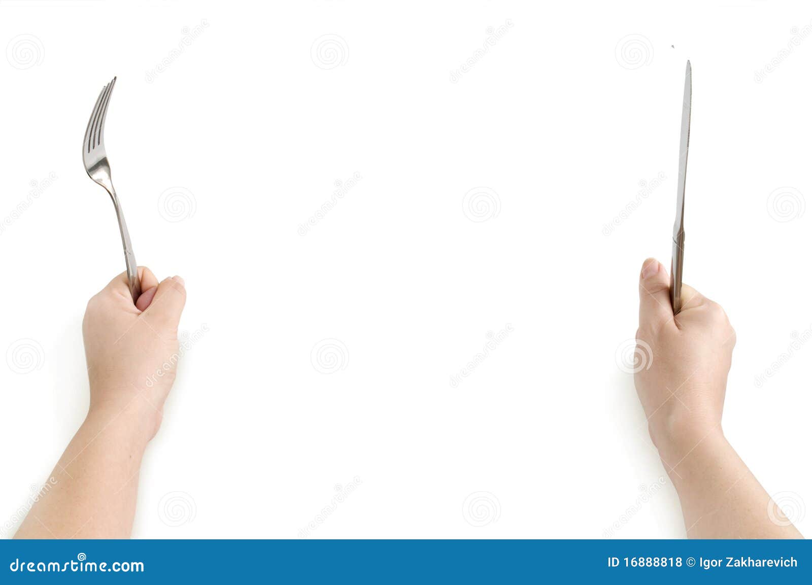 Hands keep fork and knife stock photo. Image of person - 16888818