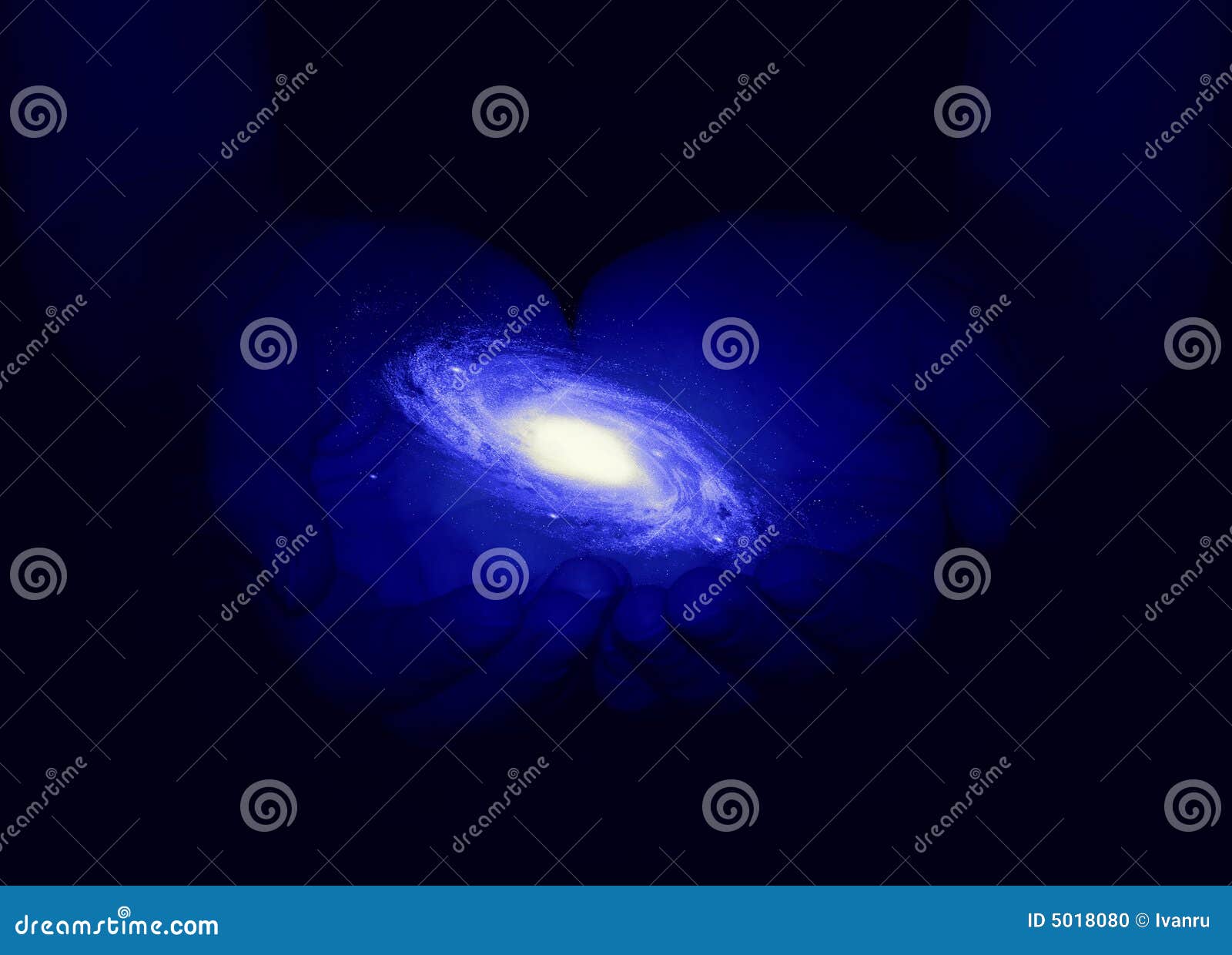 Hands keeping a galaxy stock photo. Image of blue, hands - 5018080