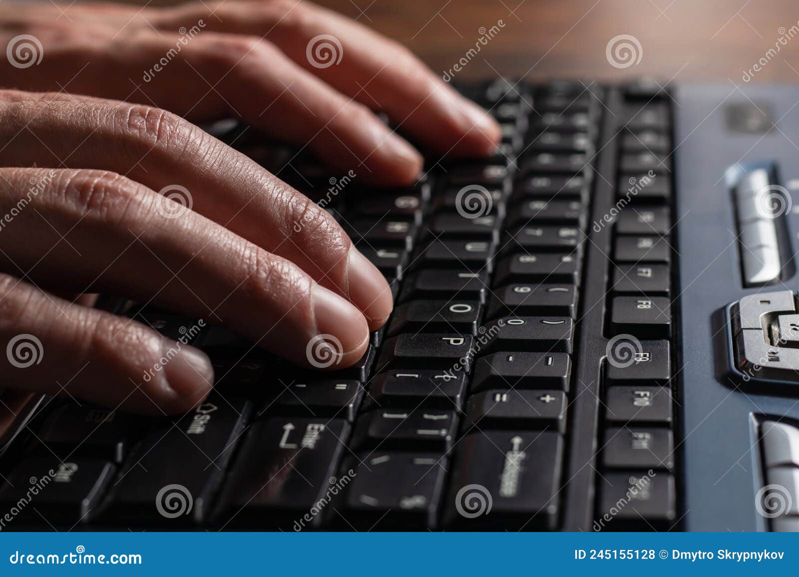 Hands on Keyboard. Chatting Friend, Search Information Form Internet ...