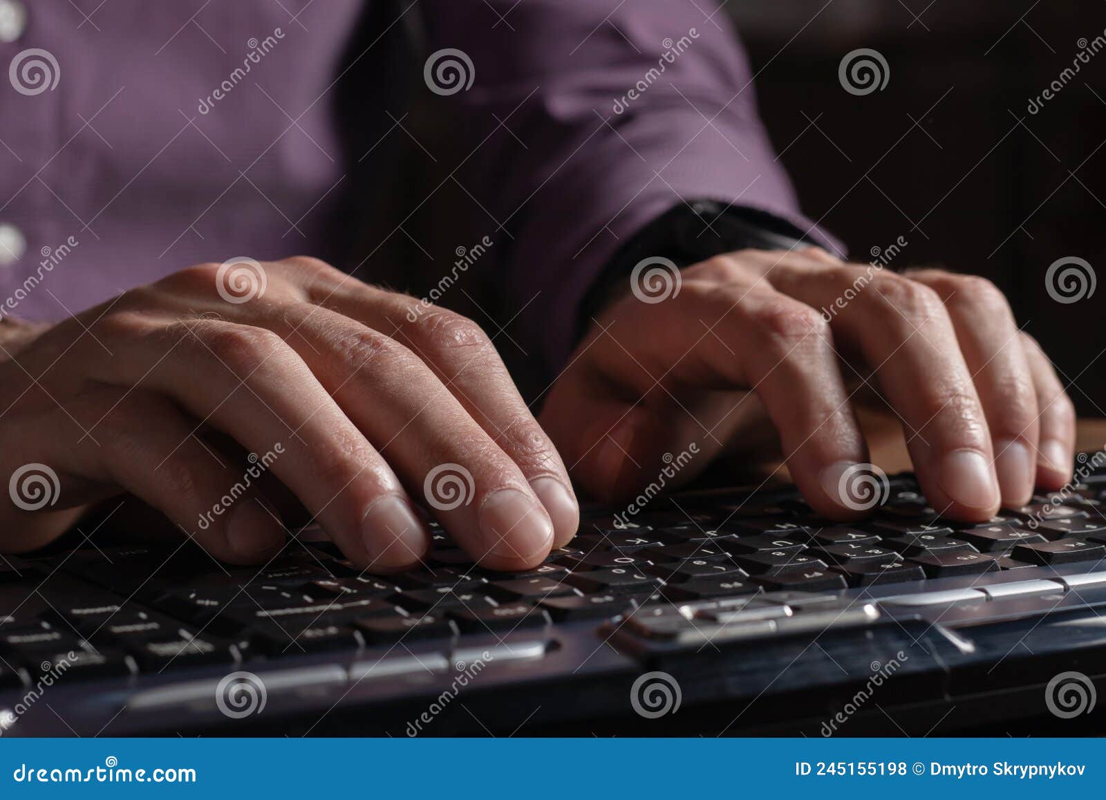 Hands on Keyboard. Chatting Friend, Search Information Form Internet ...