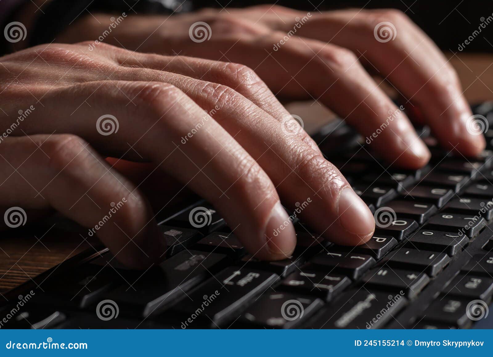 Hands on Keyboard. Chatting Friend, Search Information Form Internet ...