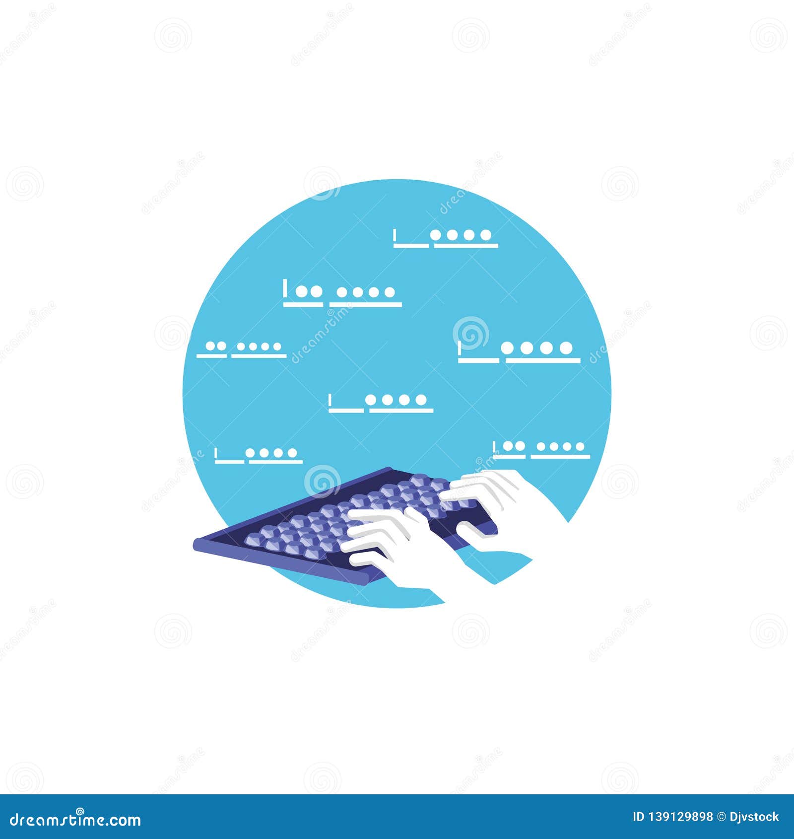 Hands with Keyboard Computer in Frame Circular Stock Vector ...
