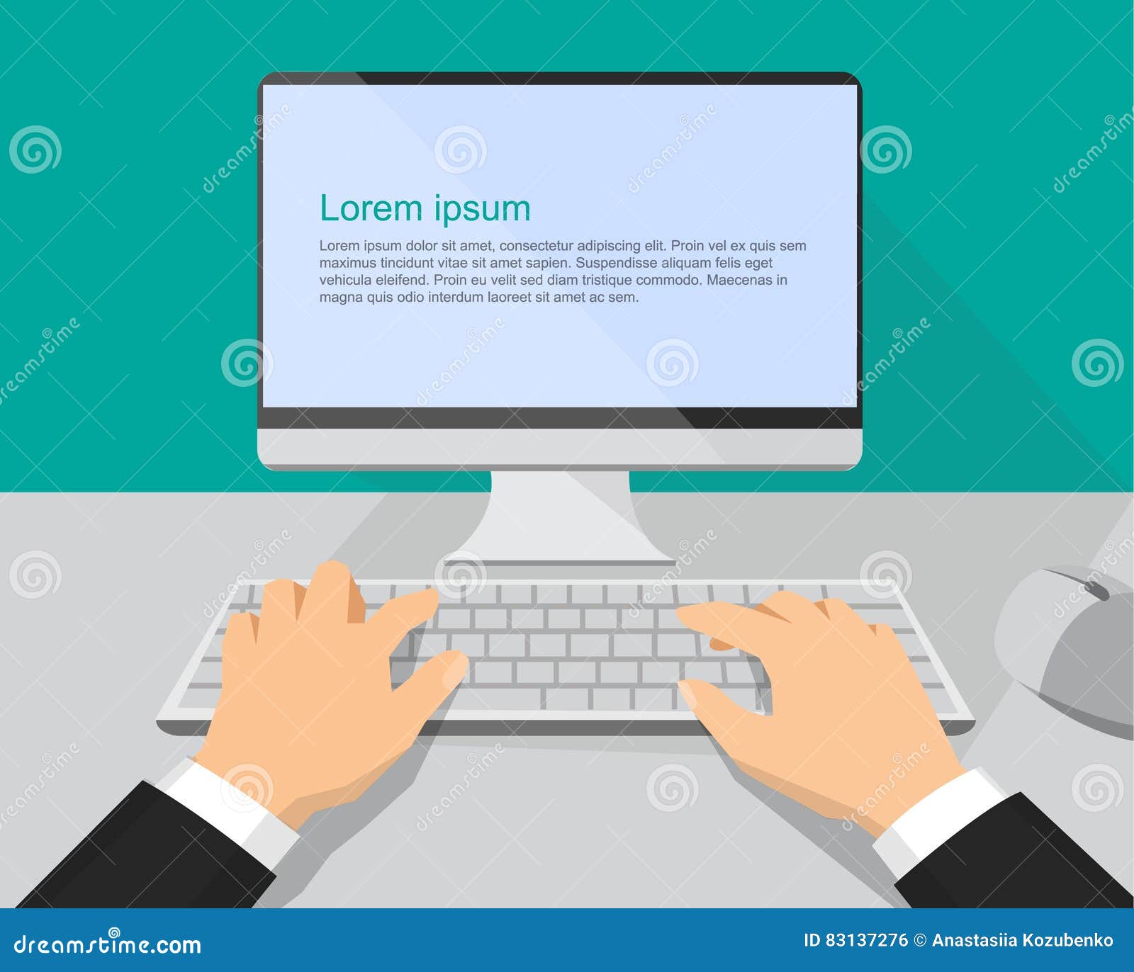 Hands on the Keyboard and Computer Monitor Stock Vector - Illustration ...