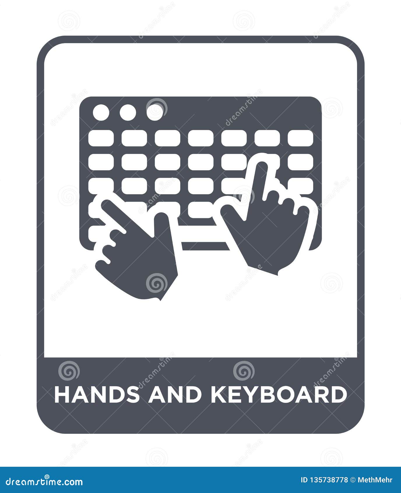 Hands and Keyboard Icon in Trendy Design Style. Hands and Keyboard Icon ...