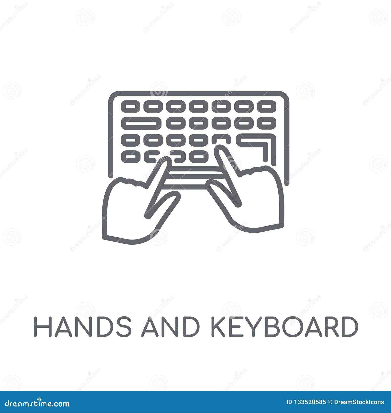 Hands and Keyboard Linear Icon. Modern Outline Hands and Keyboar Stock ...