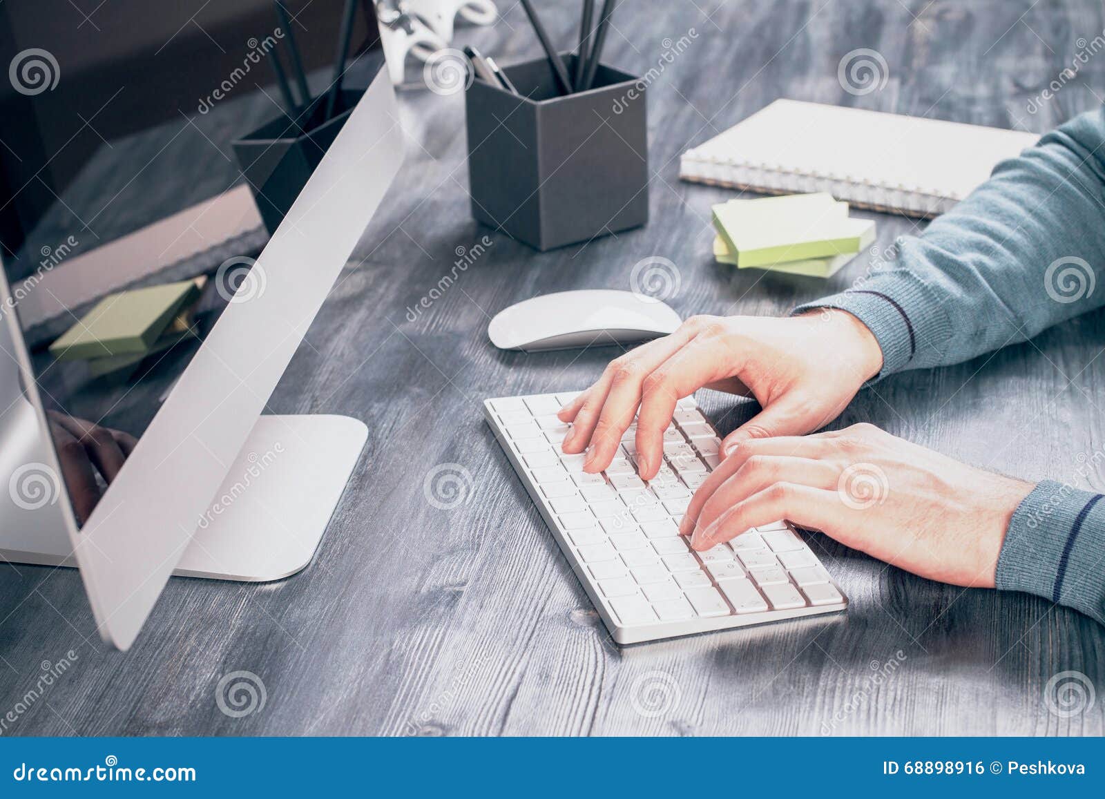 Hands on keyboard side stock photo. Image of pencil, office - 68898916