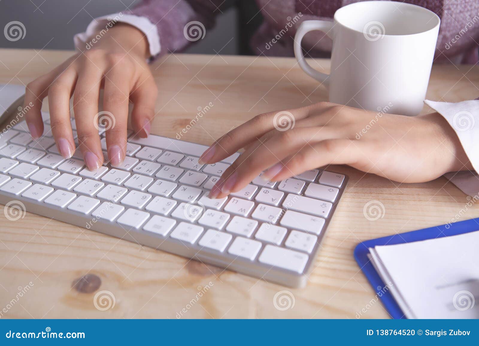 Hands Keyboard To Type Coffee Stock Photo - Image of employee ...