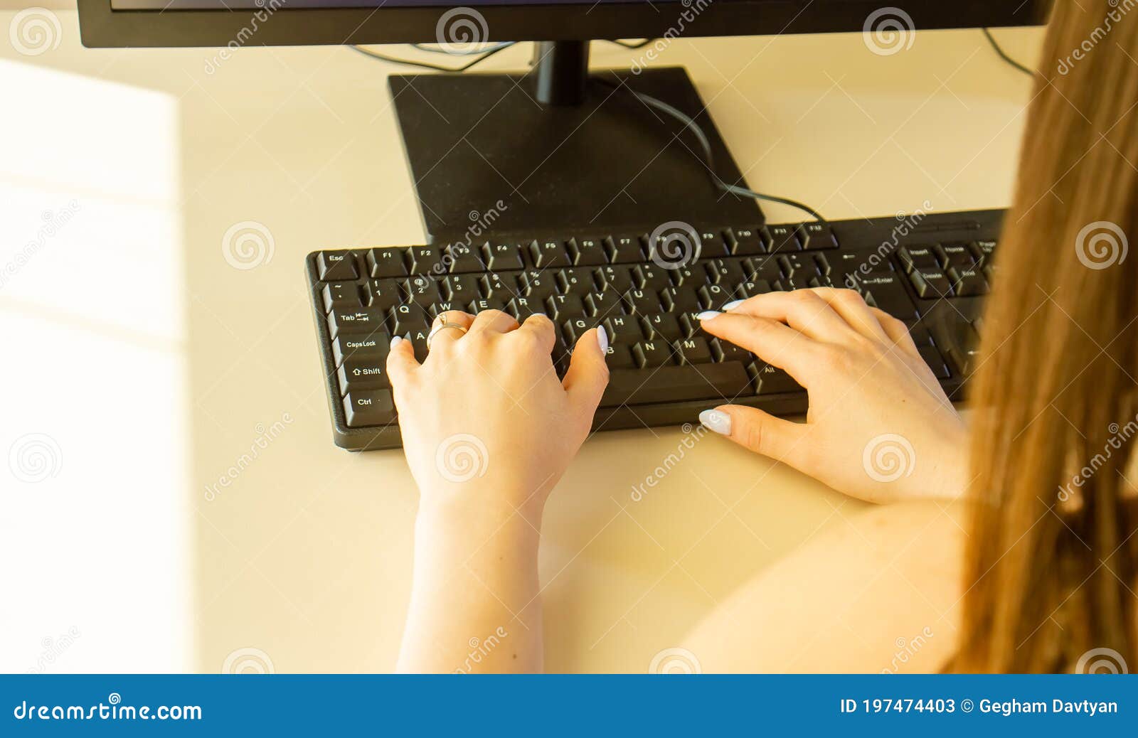 Hands on Keyboard, Hands Typing on a Keyboard Stock Image - Image of ...