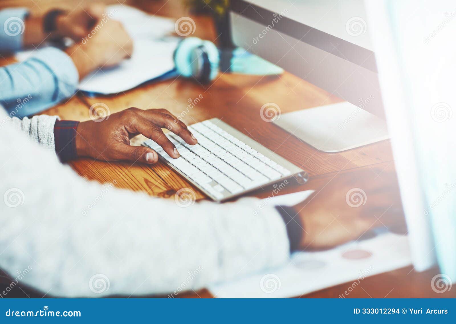 Hands, Keyboard and Typing with Business Person at Desk in Creative ...