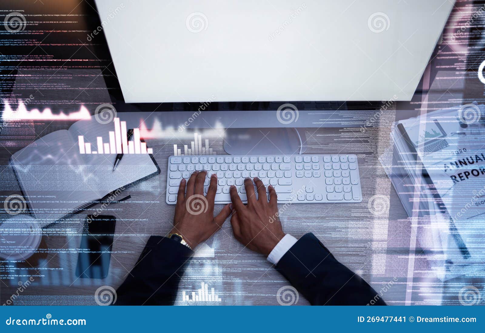 Hands, Keyboard and Typing on Screen, Mockup and Fintech and Digital ...