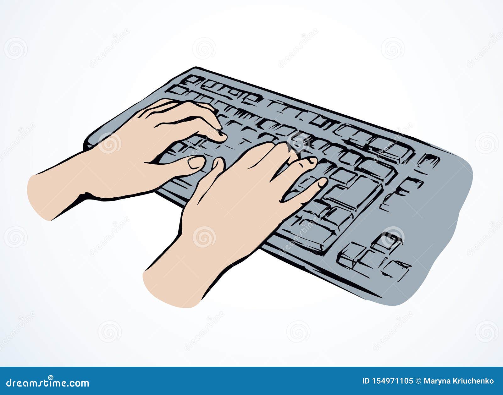 Hands on the Keyboard. Vector Drawing Stock Vector - Illustration of ...