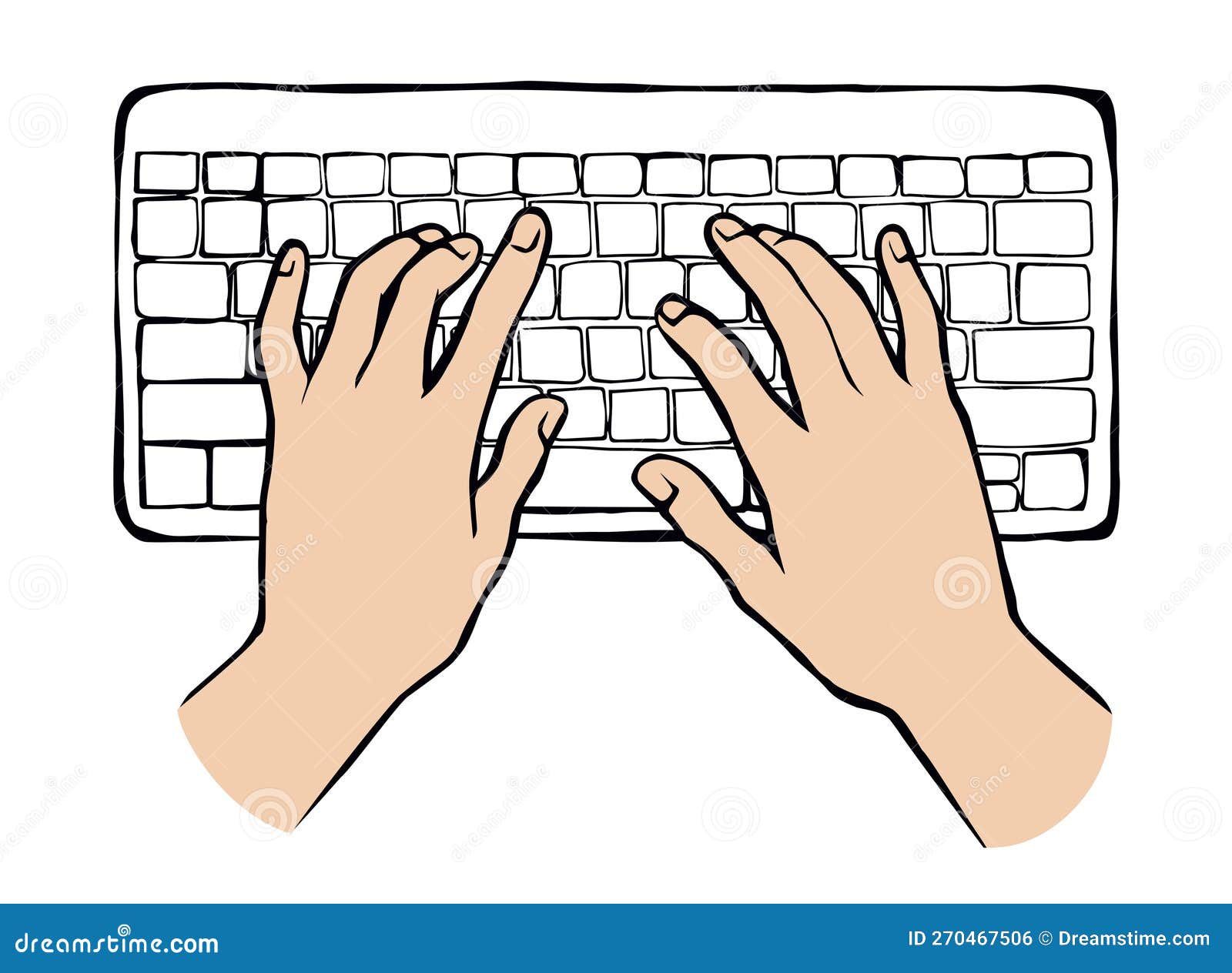Hands on the Keyboard. Vector Drawing Stock Vector - Illustration of ...