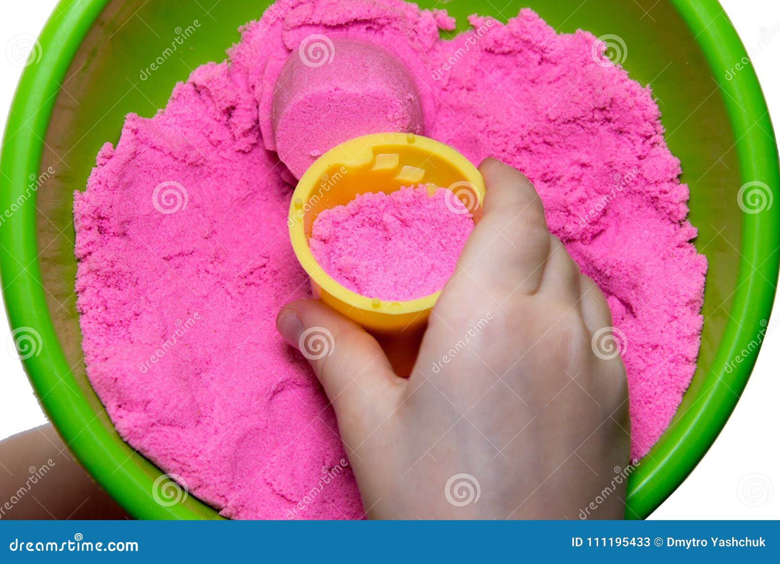 Hands of a Kid Playing with Pink Magic Sand Stock Image - Image of ...