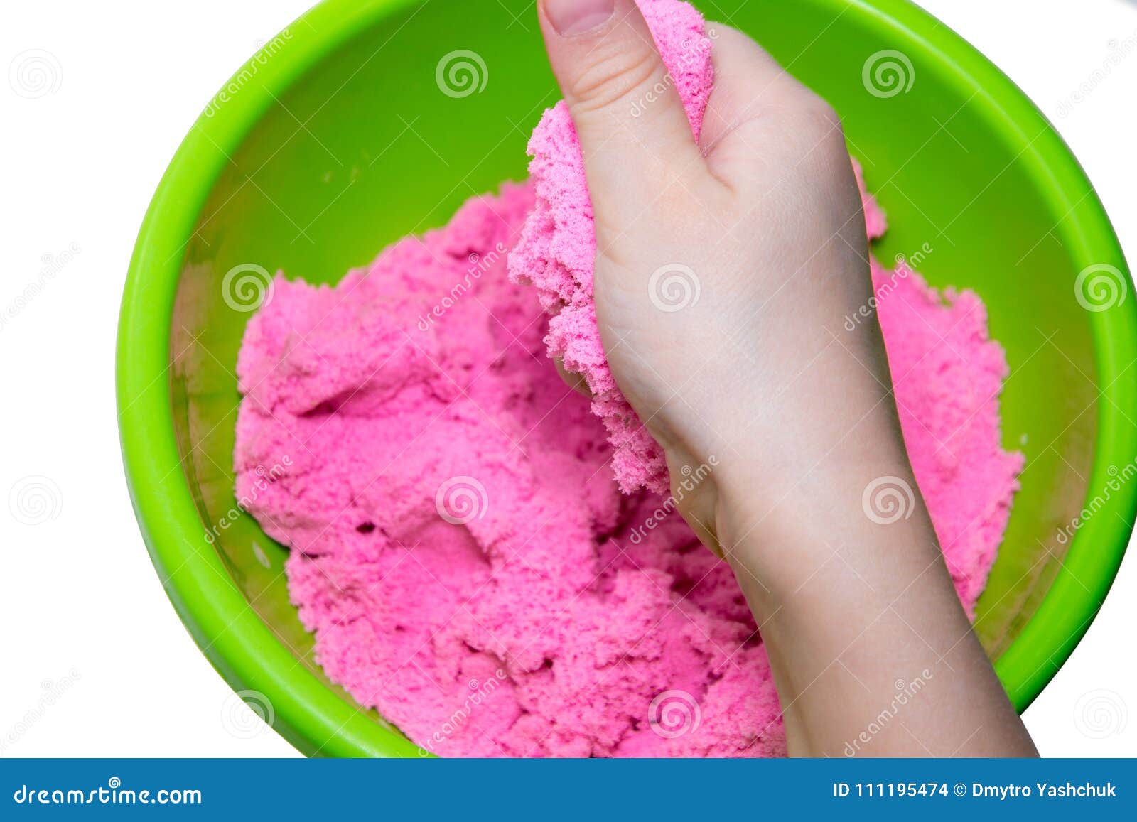 Hands of a Kid Playing with Pink Magic Sand Stock Photo - Image of mold ...