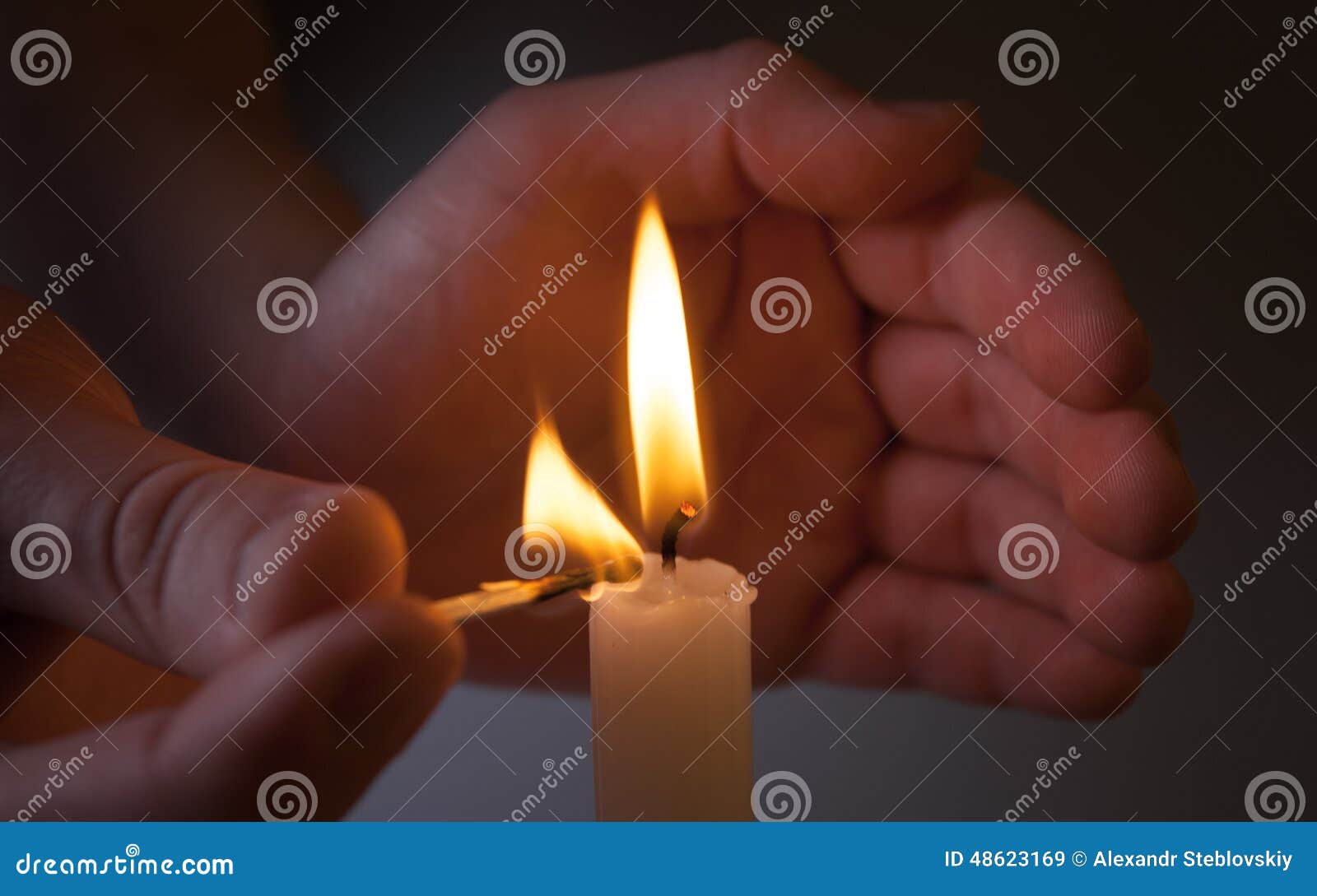 Lit Match In Hand. A Lit Match On A White Background. Lighted Match In ...