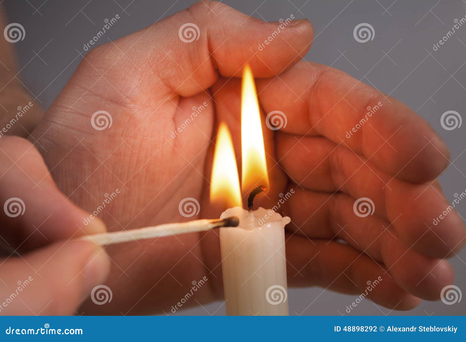 Lit Match In Hand. A Lit Match On A White Background. Lighted Match In ...