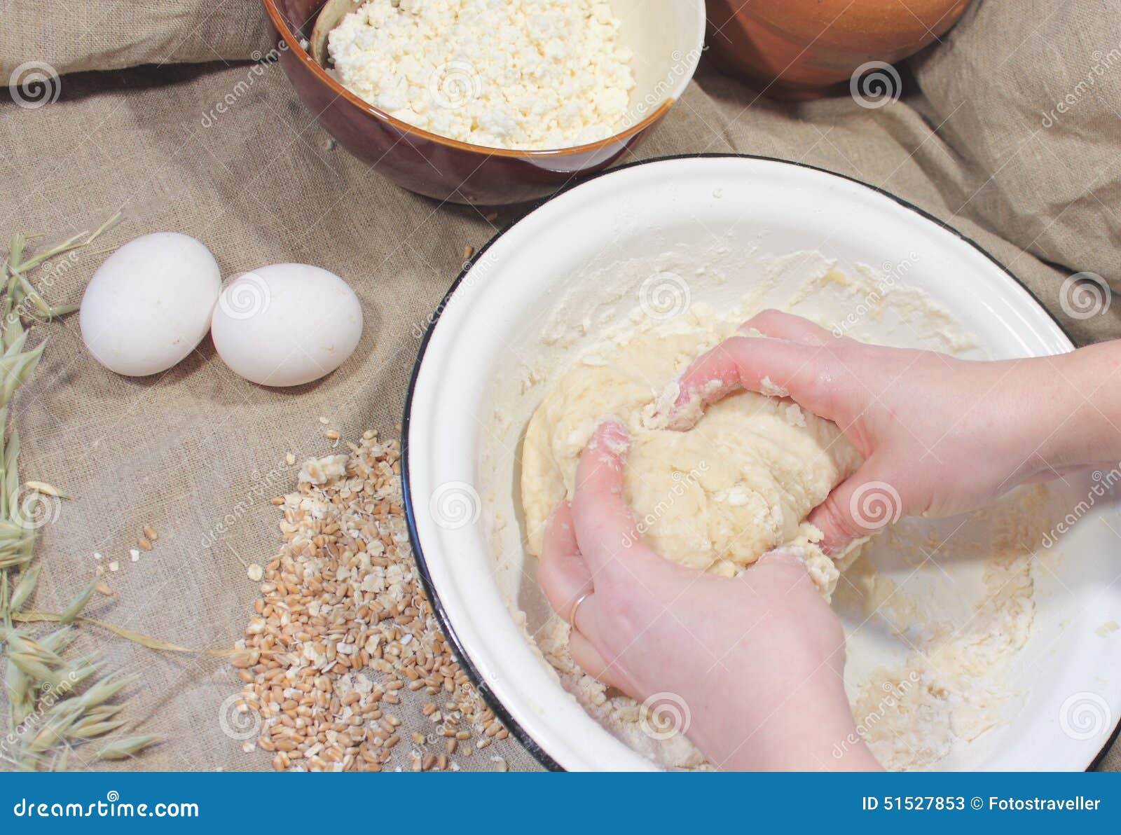 Hands kneading bread dough stock image. Image of chef - 51527853