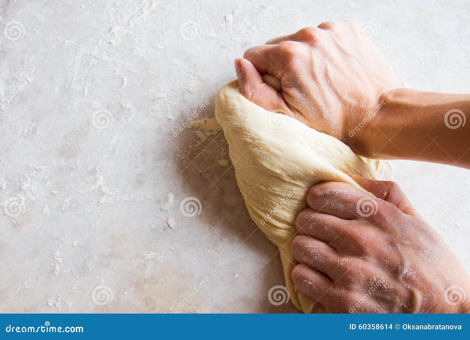 Hands kneading dough stock photo. Image of hand, food - 60358614