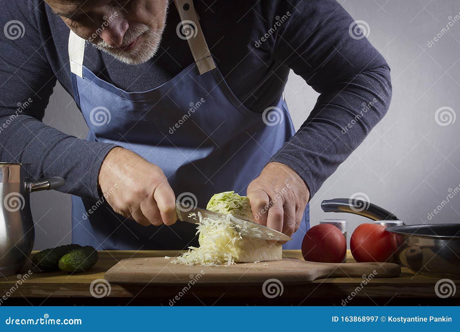 Hands with a Knife Chopping Cabbage Stock Image - Image of prepare ...